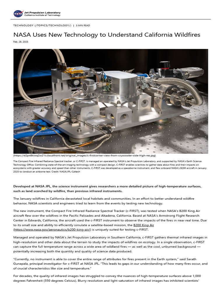 NASA's C-FIRST Tech Enhances Wildfire Research | PDF | Nasa | Jet ...