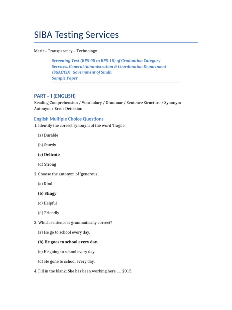 STS Final Correct Unique Test | PDF | Human Communication | Grammar