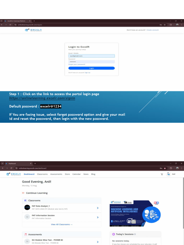 ExcelR FAT Test Login Guide | PDF