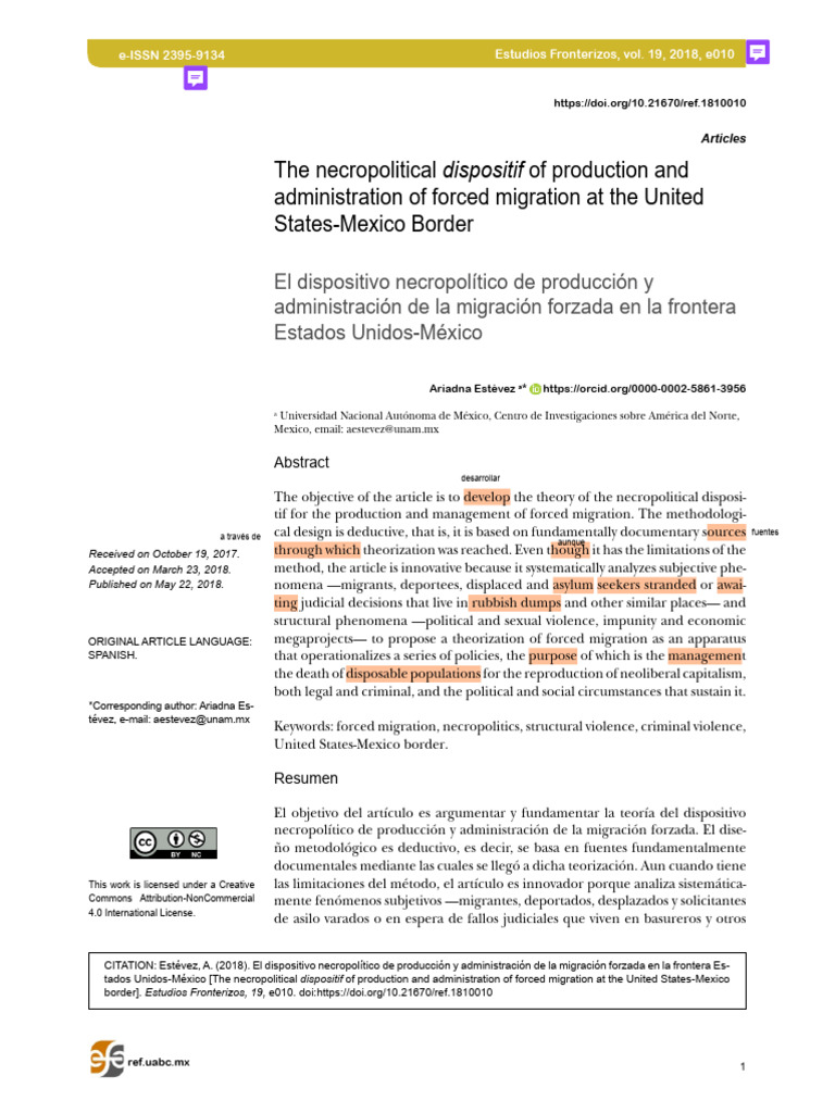 TExto de Necropolitica Ingles | PDF | Illegal Immigration