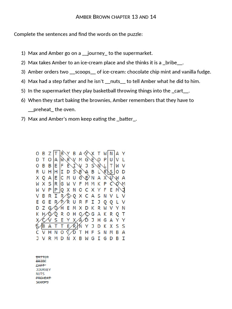 Amber Brown CH 13 and 14 Acts Answer | PDF