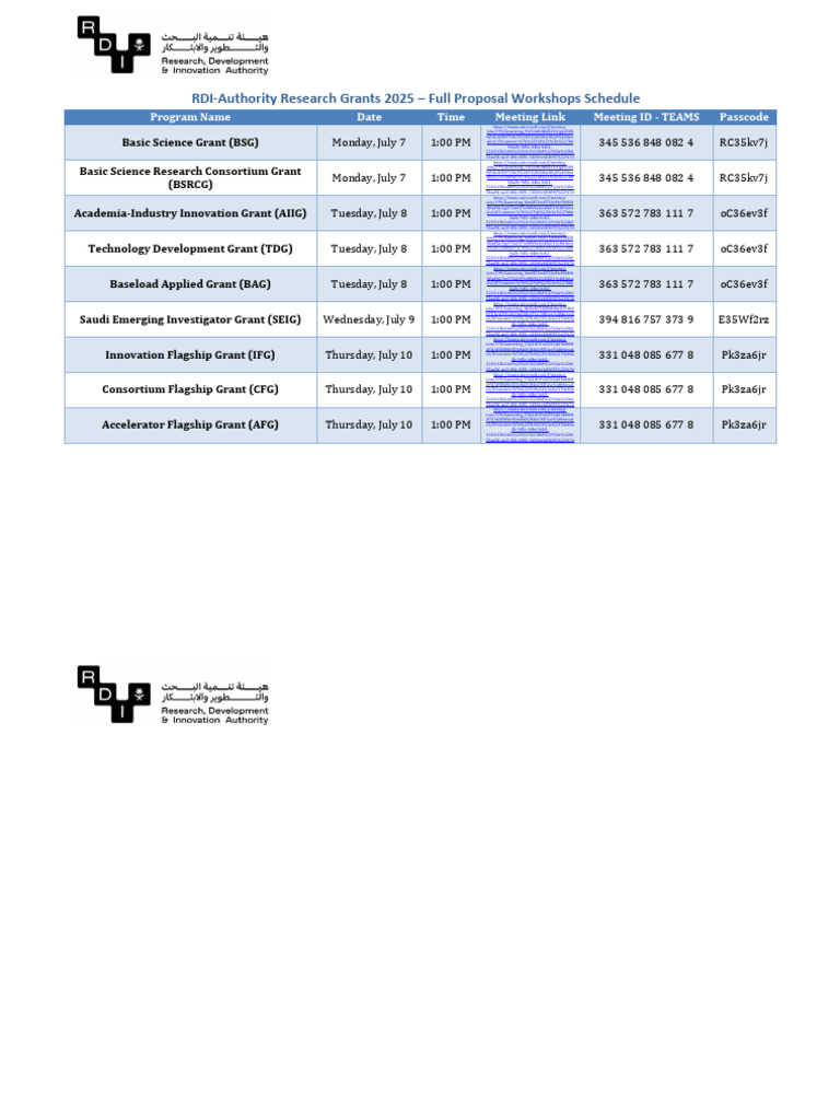 RDIA Workshops Schedule 2025 | PDF