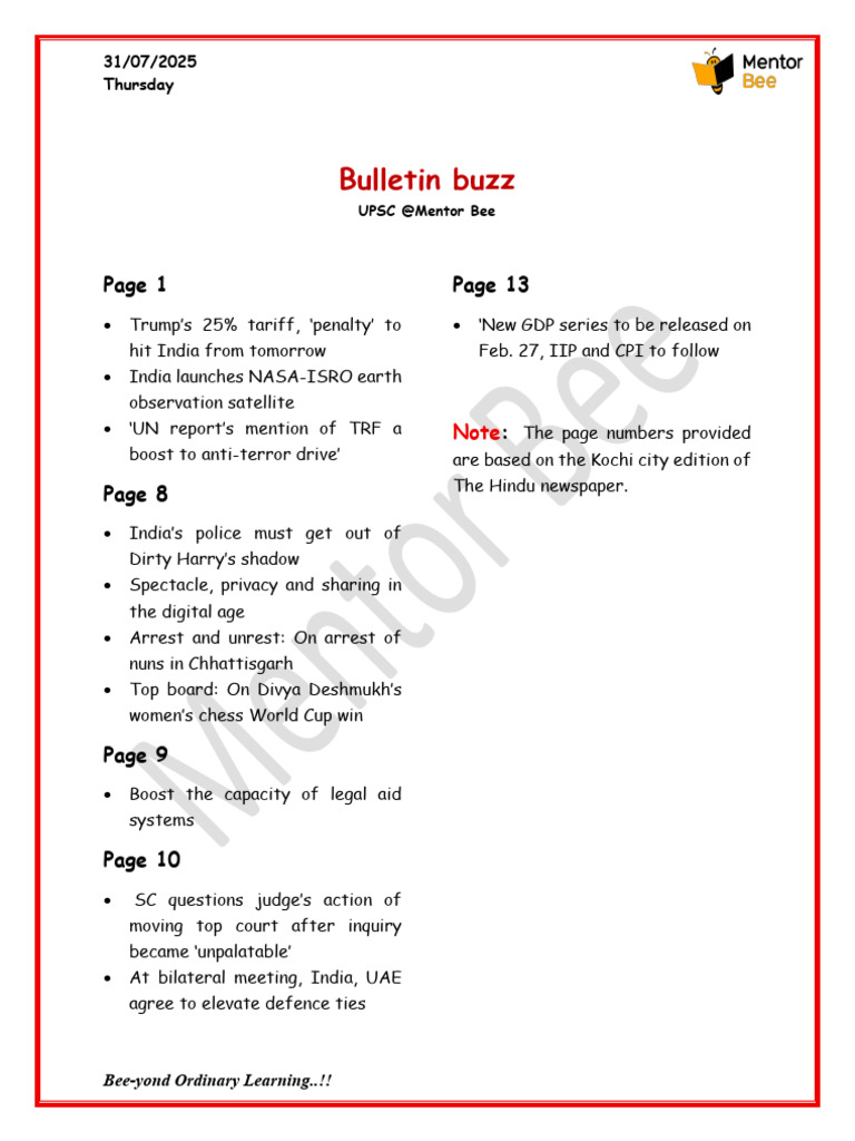 Bulletin Buzz 31-07 | PDF