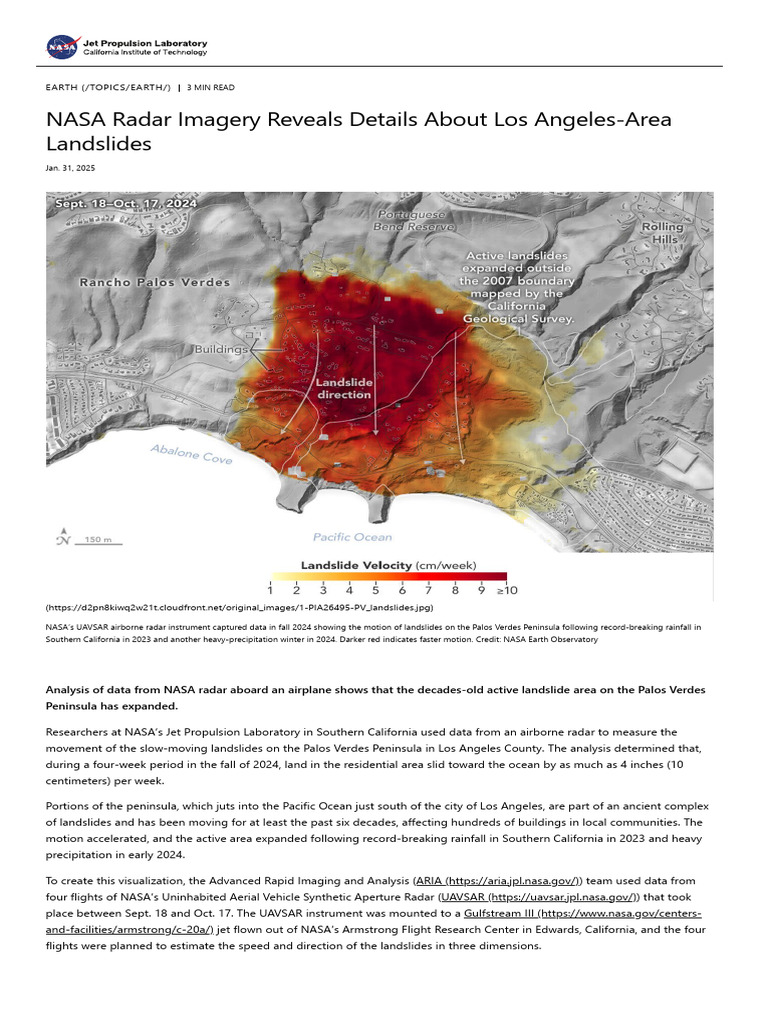 LA Landslides Analyzed by NASA Radar | PDF | Jet Propulsion Laboratory ...