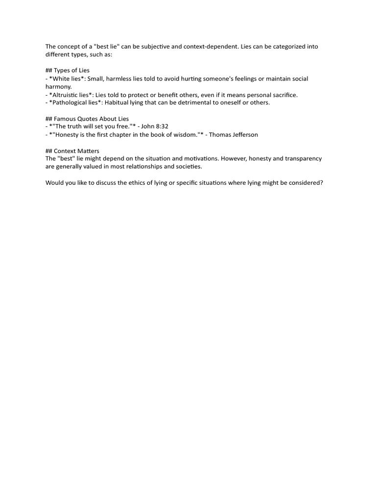 Understanding the Best Lies | PDF