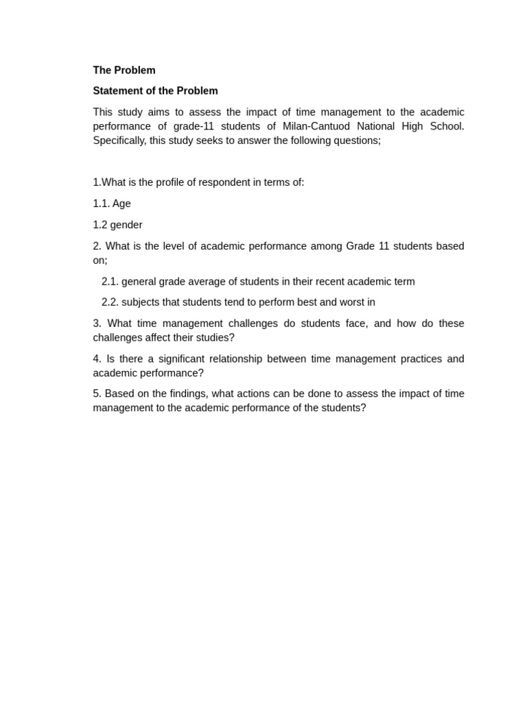The Problem Statement of The Problem | PDF