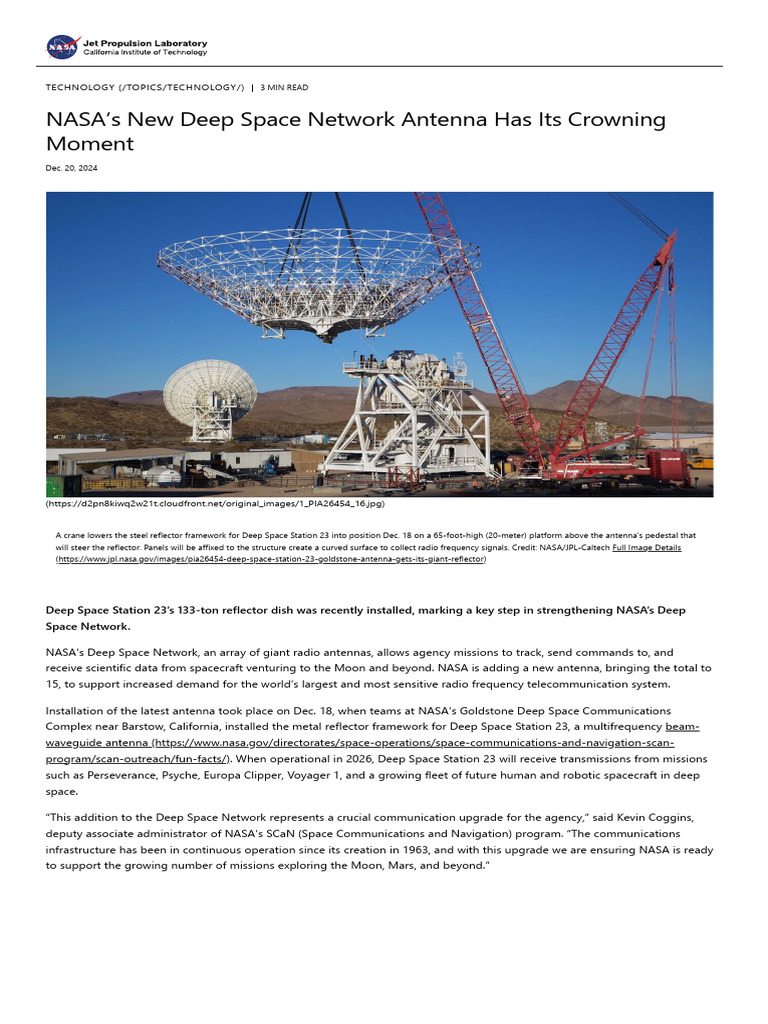 NASA's New Deep Space Network Antenna Has Its Crowning Moment - NASA ...
