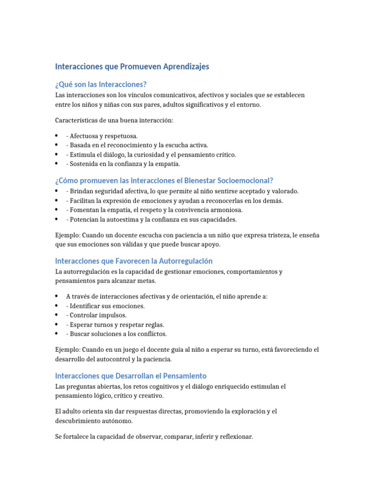 Interacciones Que Promueven Aprendizajes | PDF | Pensamiento | Las ...