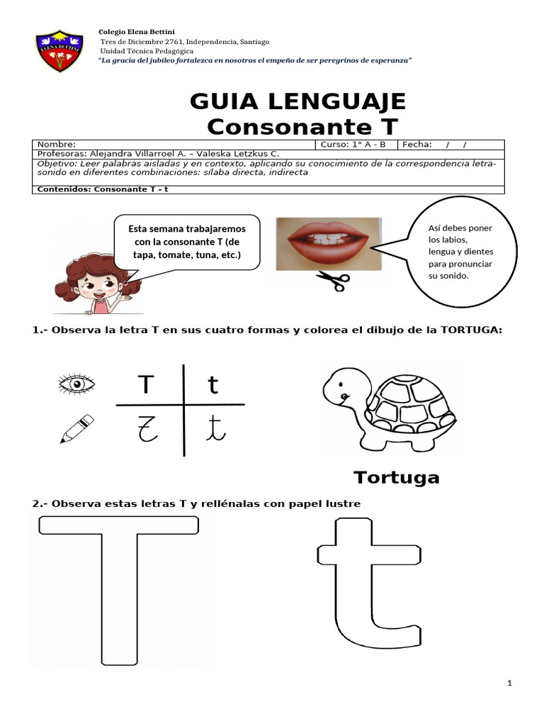Guía Consonante T | PDF | Lingüística | Fonética