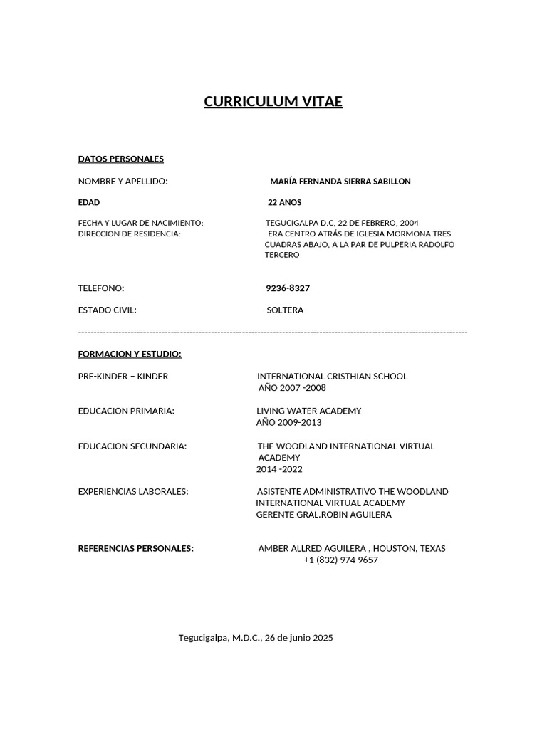 Currículum Vitae de María Sierra | PDF