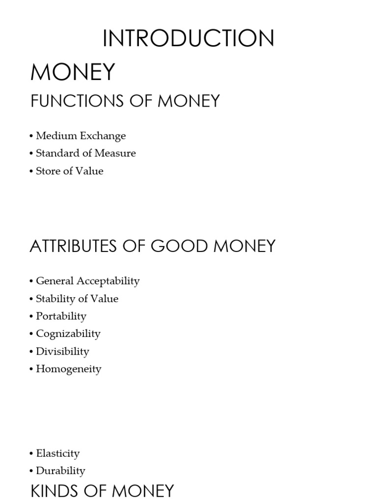 01 Introduction To Money | PDF