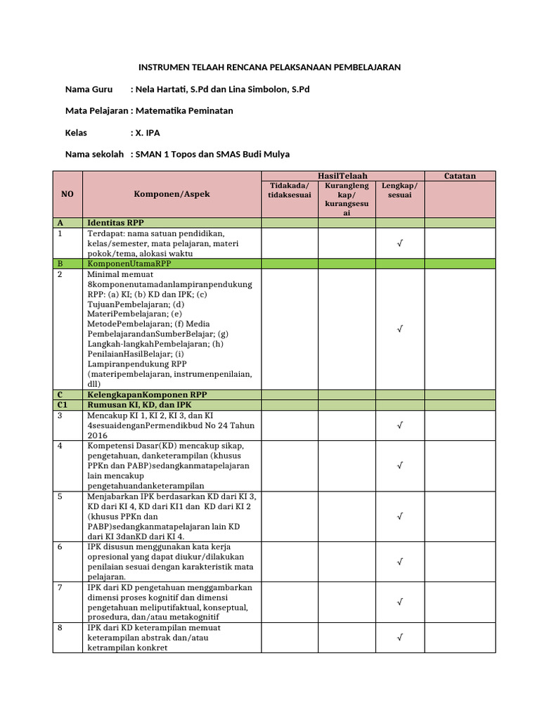 Validasi RPP - Dwi Ratna Ramyanti | PDF