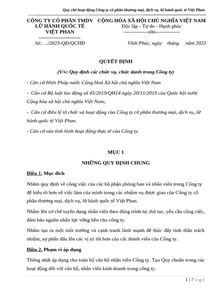 QUY CHẾ LAO ĐỘNG 2023 Chart GPt | PDF