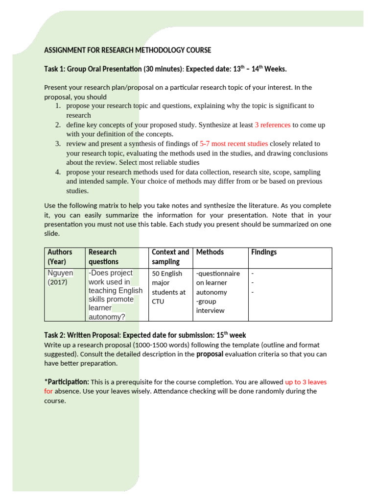 Research Method Assignment | PDF