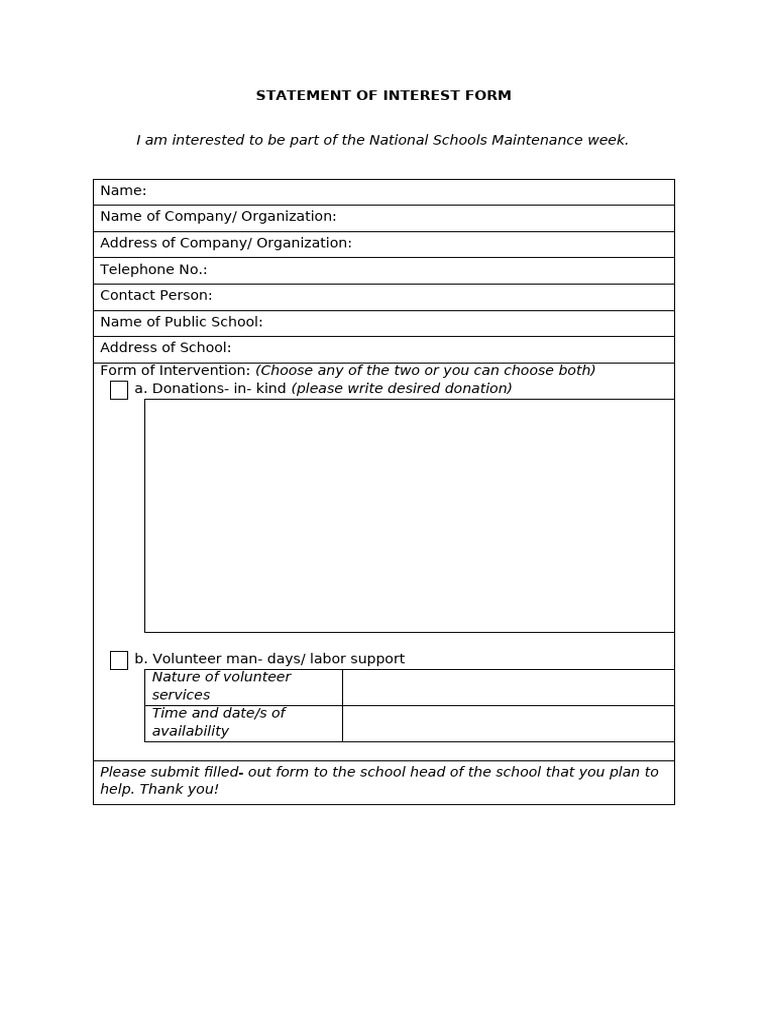 010 Statement of Interest Form | PDF