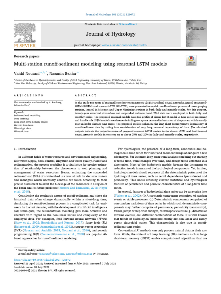 Multi-Station Runoff-Sediment Uding LSTM | PDF | Time Series | Wavelet