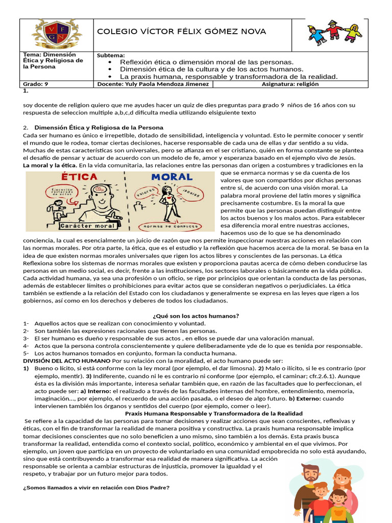 Ética y Religión en la Persona | PDF | Moralidad | Amor