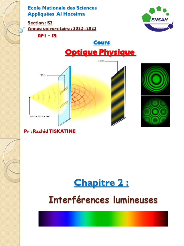 Interférences lumineuses en optique | PDF | Lumière | Optique