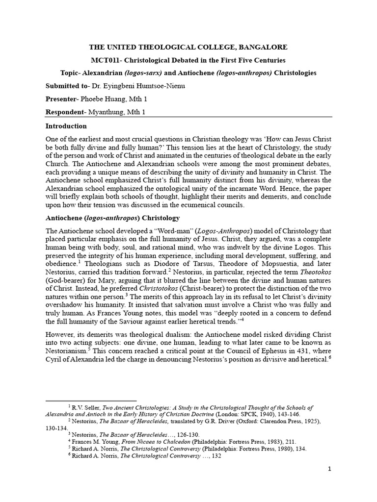 Antiochene vs Alexandrian Christology | PDF | Christology | Council Of ...