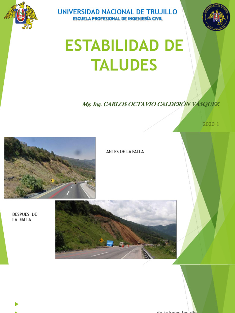 Semana 11 Estabilidad de Taludes | PDF | Falla (geología) | Suelo