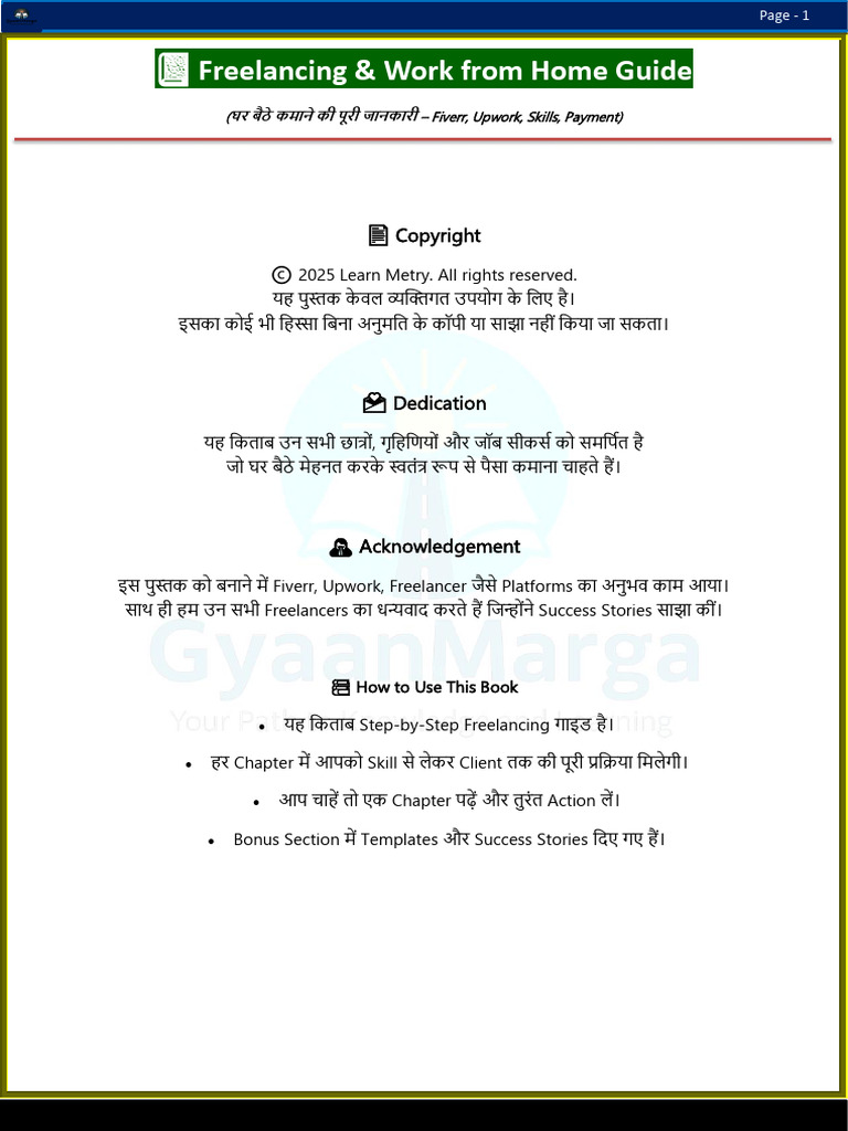 10. Freelancing Work From Home Guide | PDF