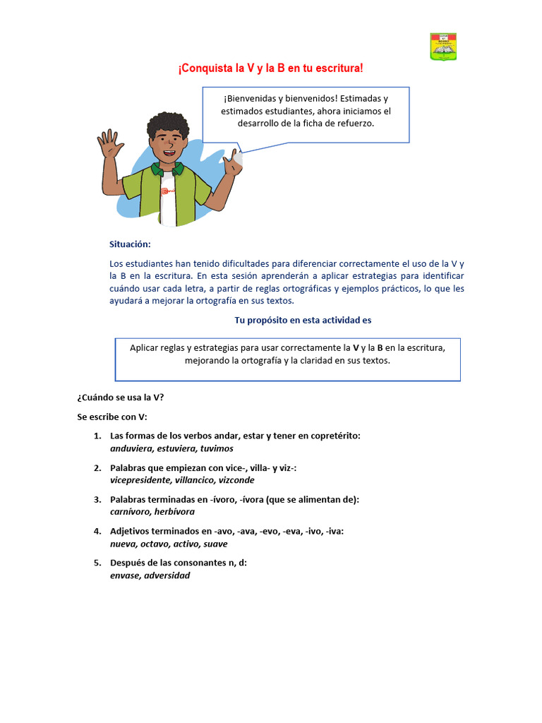 Refuerzo Escolar - Uso V-B | PDF | Lingüística