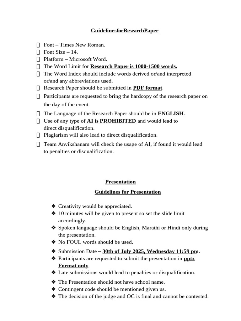 Research Paper Guidelines | PDF
