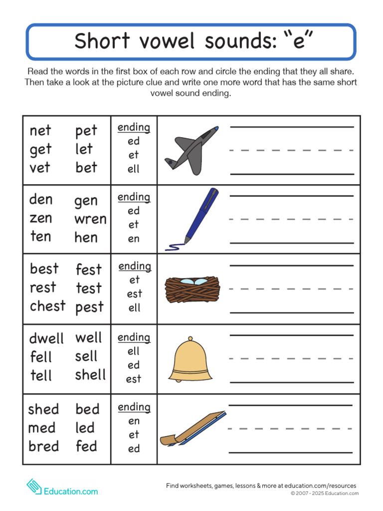 Meet Word Family Short e | PDF