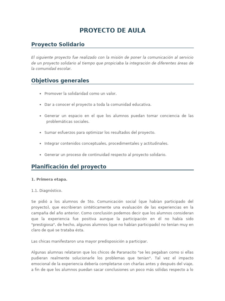 Proyecto Solidario | PDF