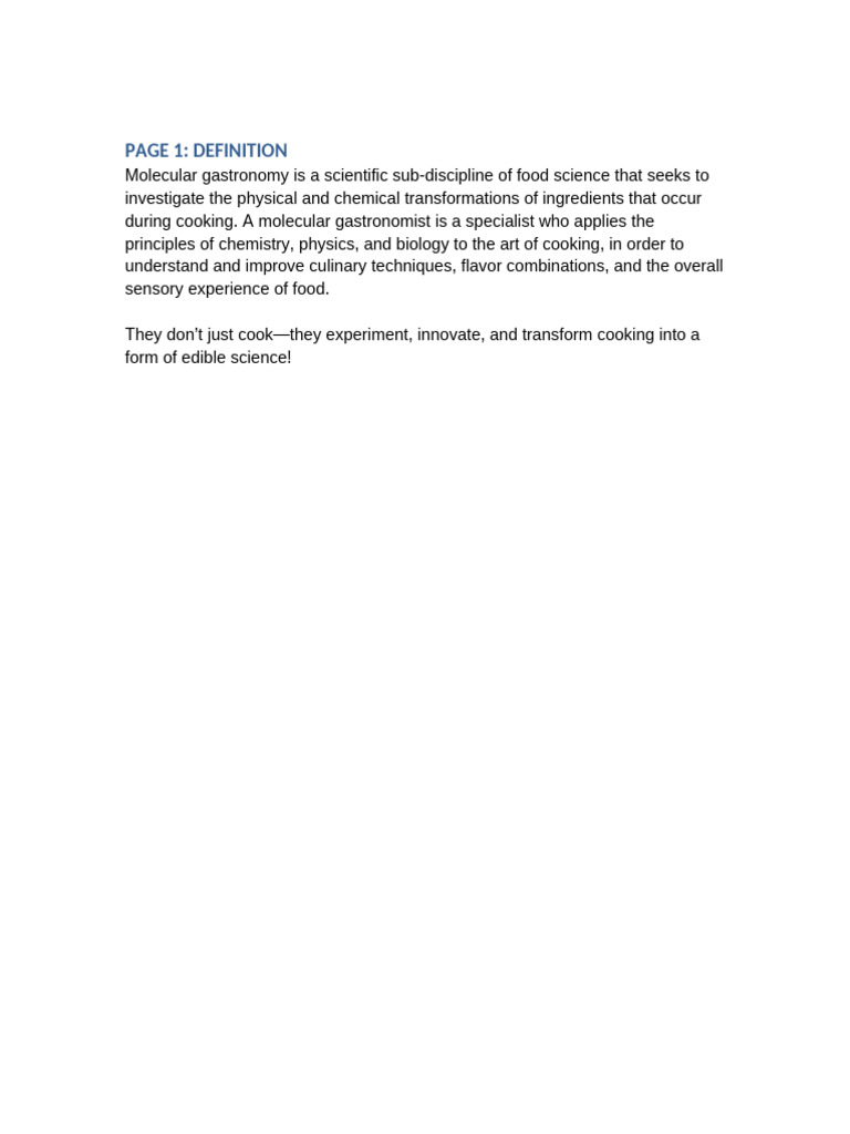 Molecular Gastronomy Report Venba | PDF | Emulsion | Cooking