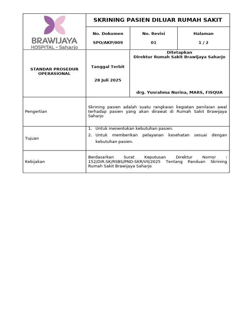 Spo Skrining Pasien Di Luar Rumah Sakit | PDF