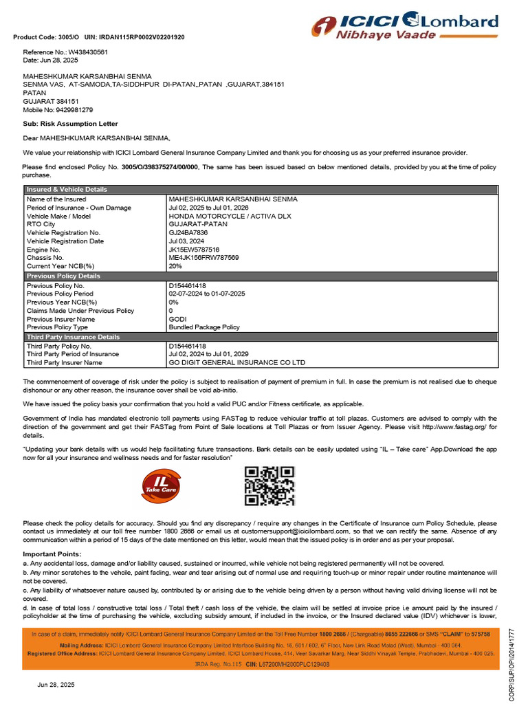 Policy Details | PDF | Insurance | Pro Rata