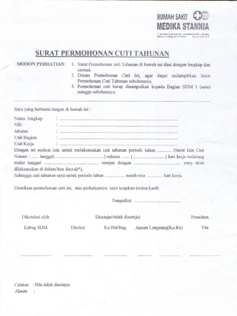 Form Cuti Tahunan | PDF
