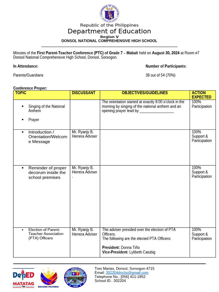 Minutes Documentation PTC | PDF