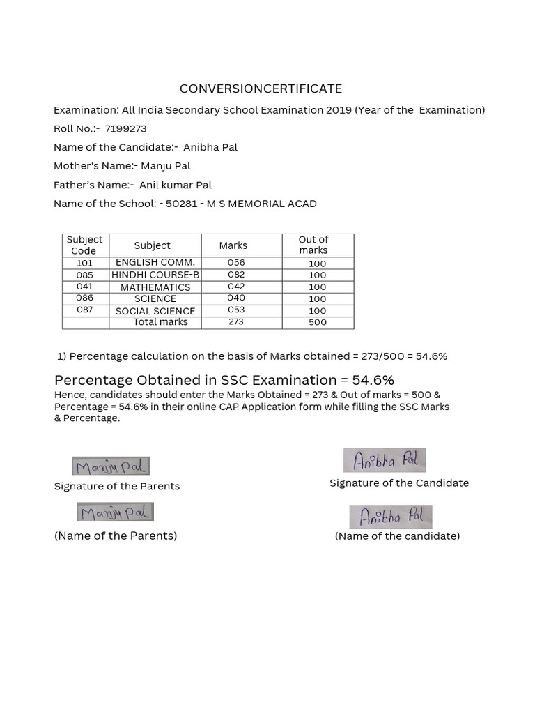 CBSCIGCSEICSE Marks Conversion Certificate 2025.PDF (1) | PDF