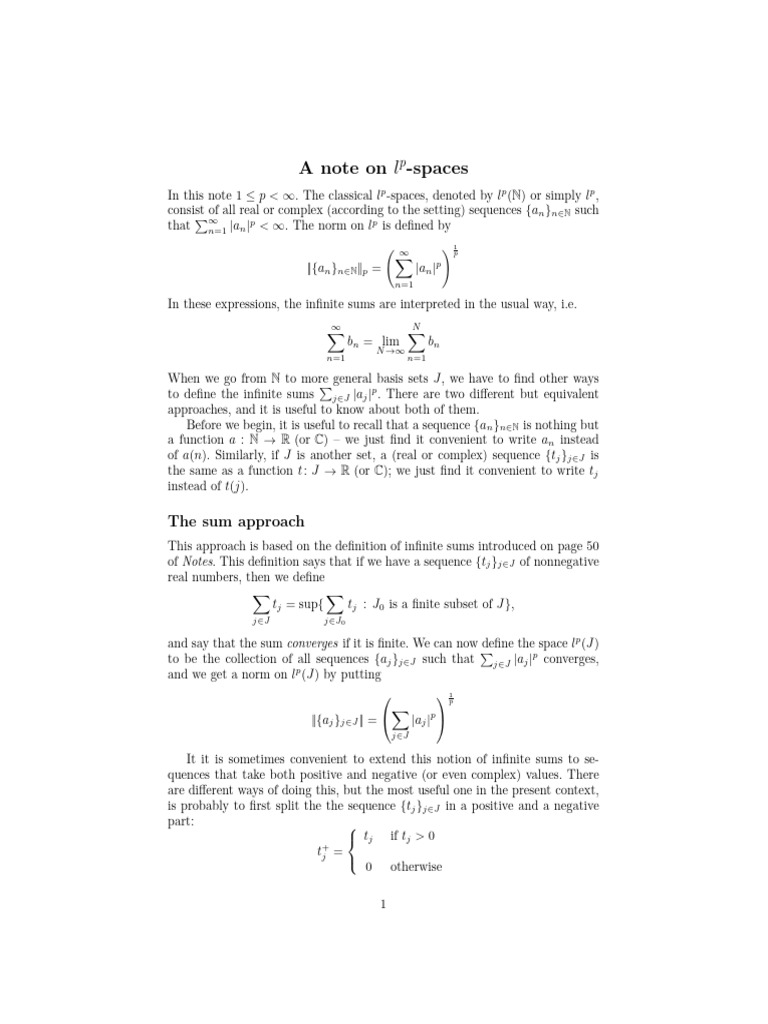Mat 4400 Sequence Spaces | PDF