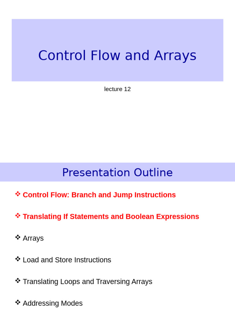 COAL LEC ControlFlow - Arrays | PDF | Computer Science | Computer Programming