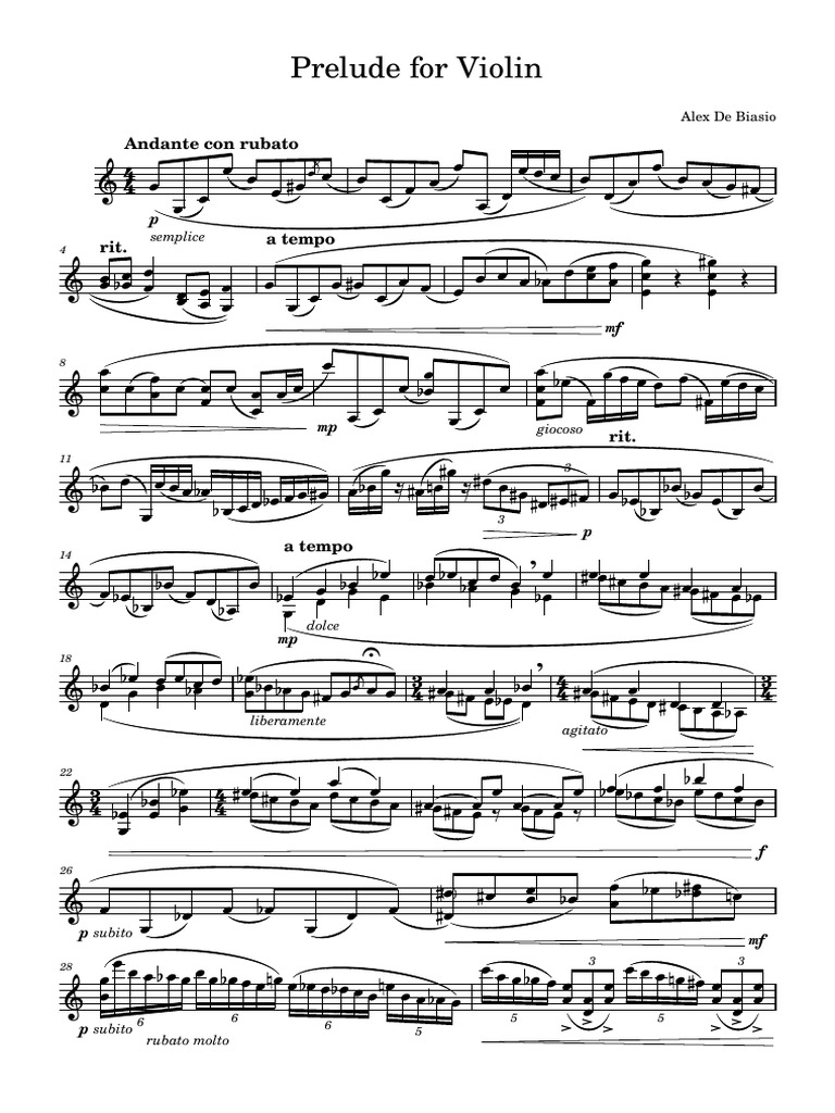 Alex De Biasio Violin Prelude | PDF | Elements Of Music | Musical Forms