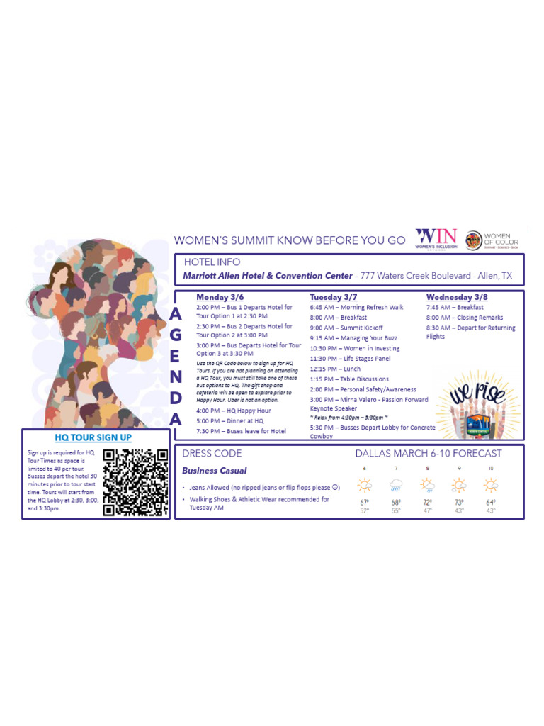 NCR Women's Summit March 6-8 Know Before You Go | PDF