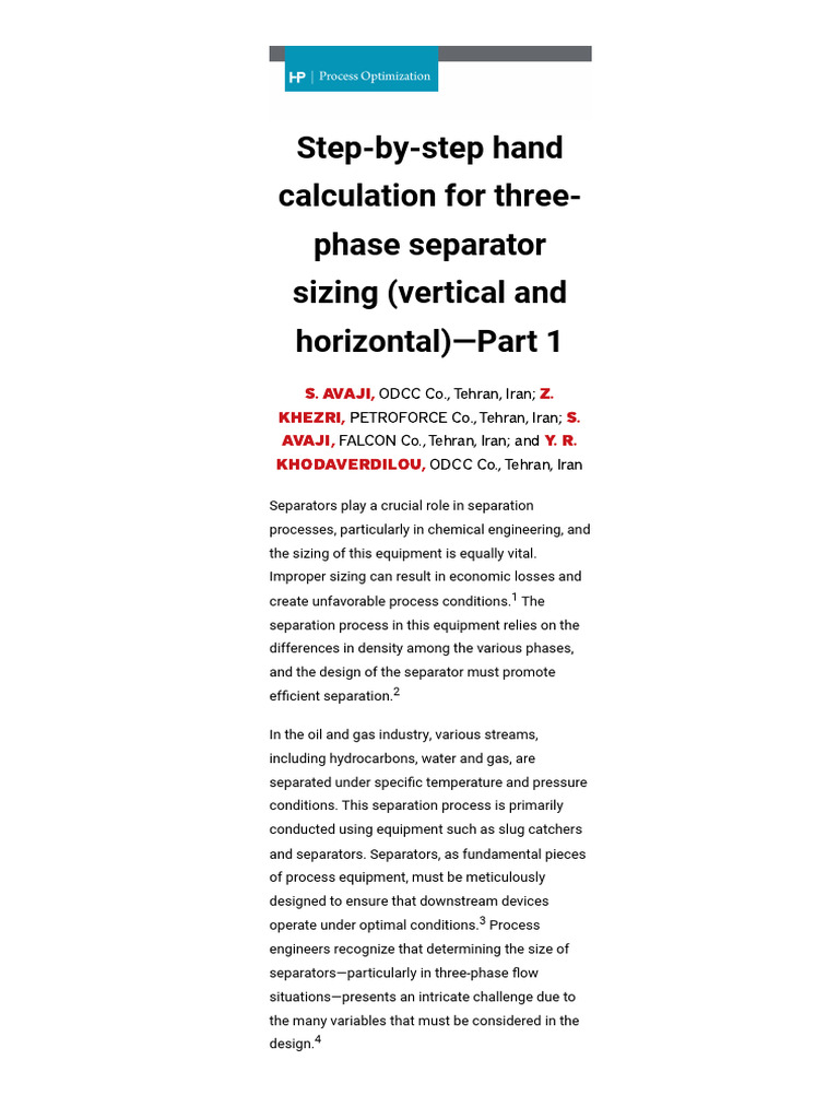 Three-Phase Separator Sizing Guide | PDF | Viscosity | Force