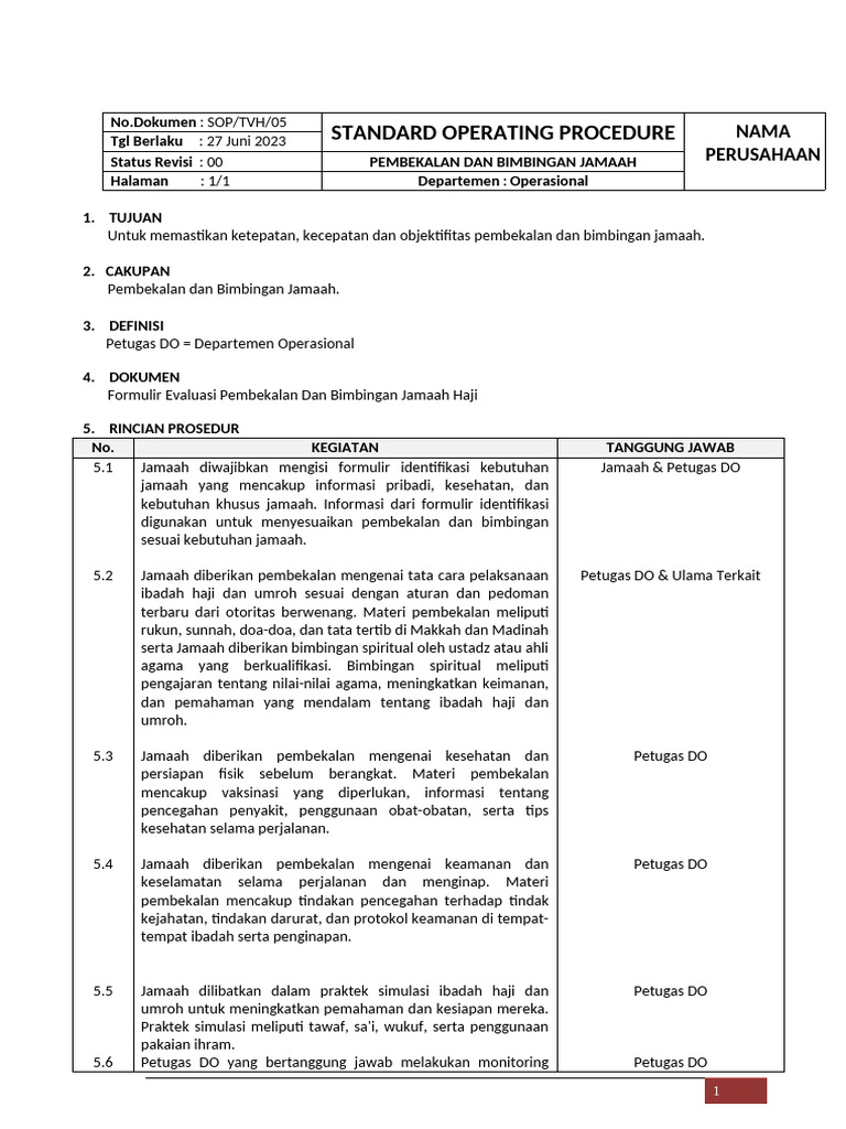 SOP Pembekalan Dan Bimbingan | PDF