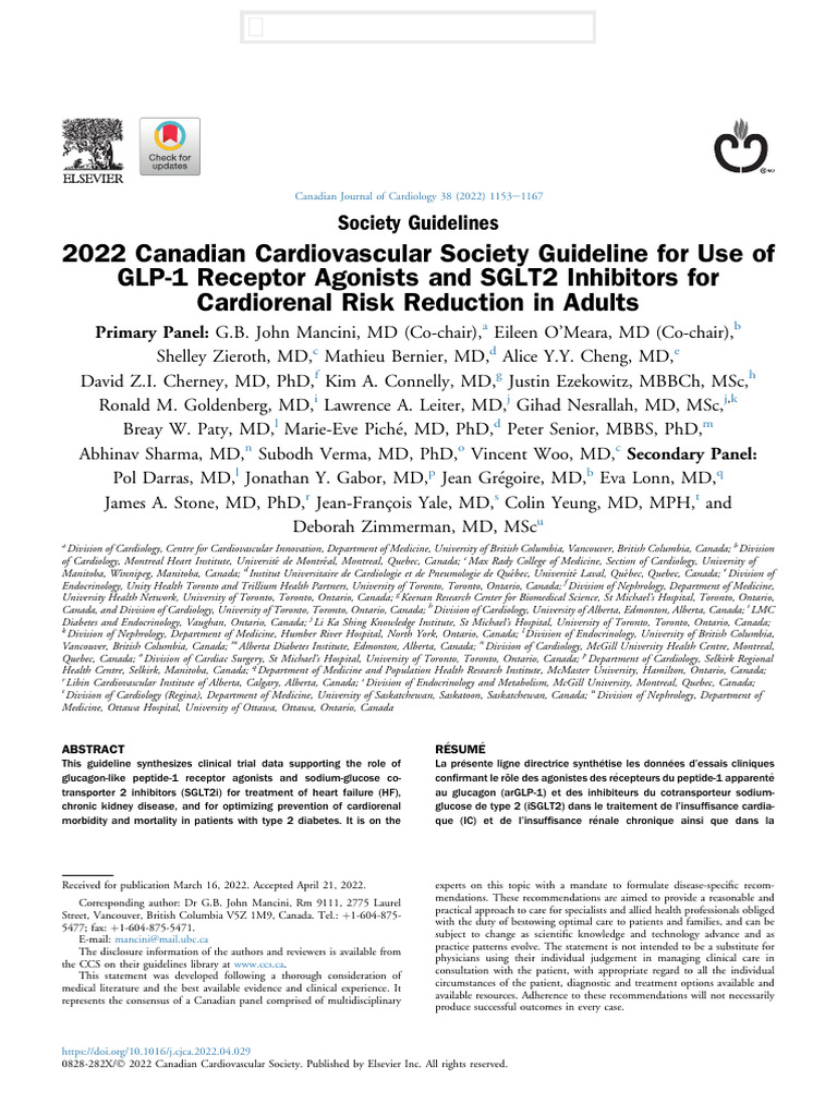 2022 Canadian Cardiovascular Society Guideline For | PDF | Chronic ...