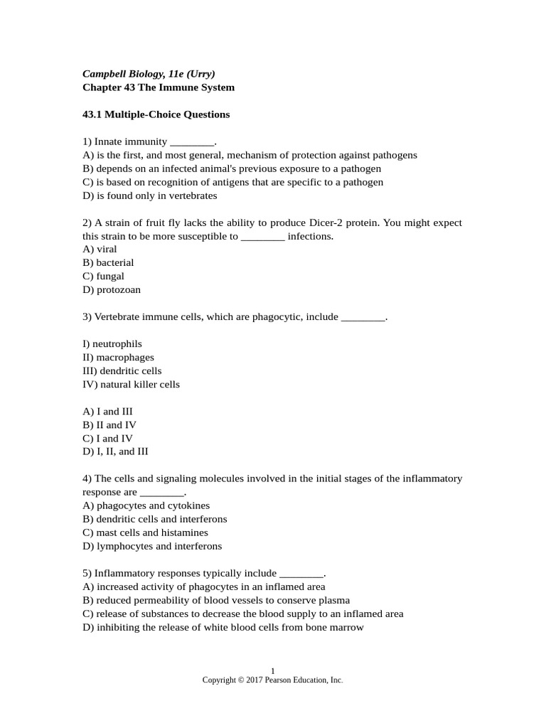 Chapter 43 The Immune System | PDF | Immune System | Antigen