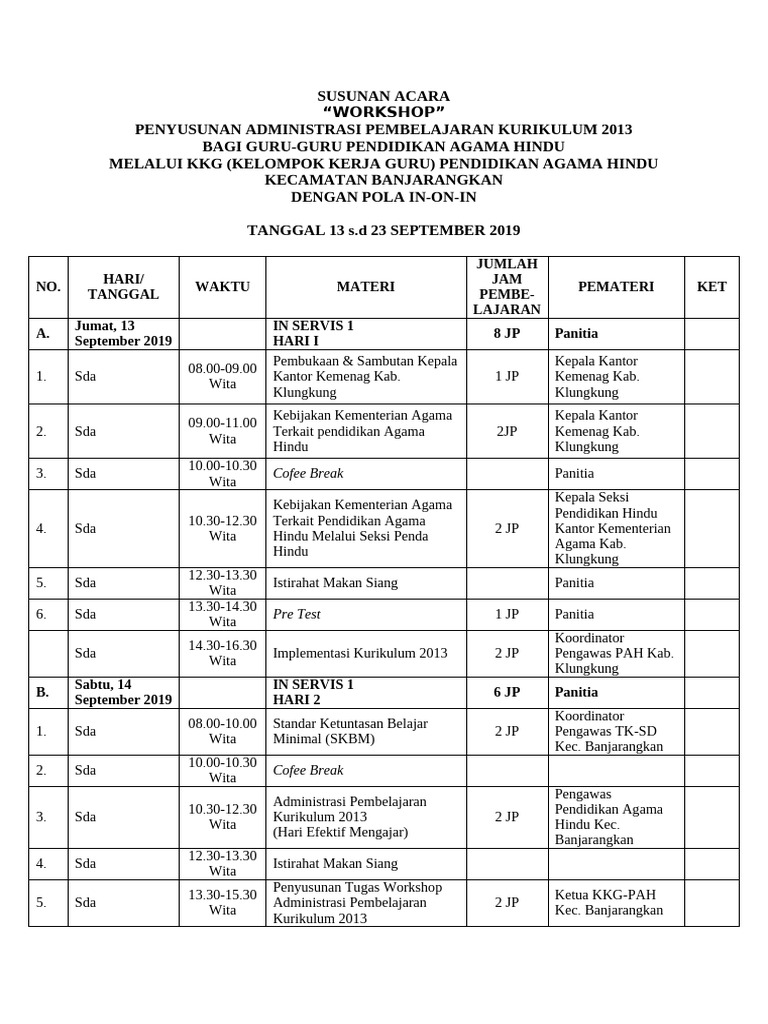 Draft Susunan Acara Pembelejaran-1 | PDF