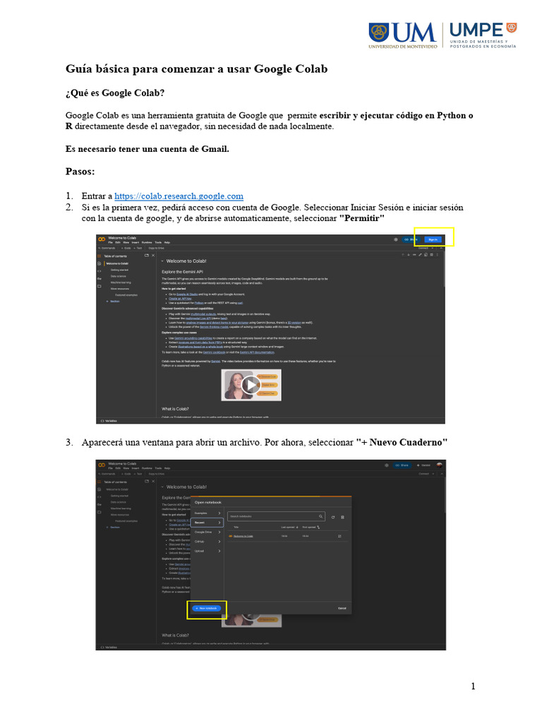 Guía Básica para Comenzar A Usar Google Colab | PDF