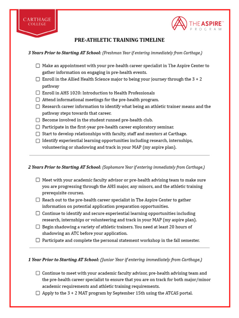 Pre Athletic Training Timeline | PDF | Health Care