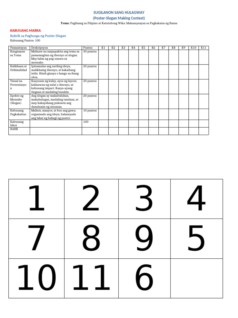 Poster Slogan Rubric | PDF