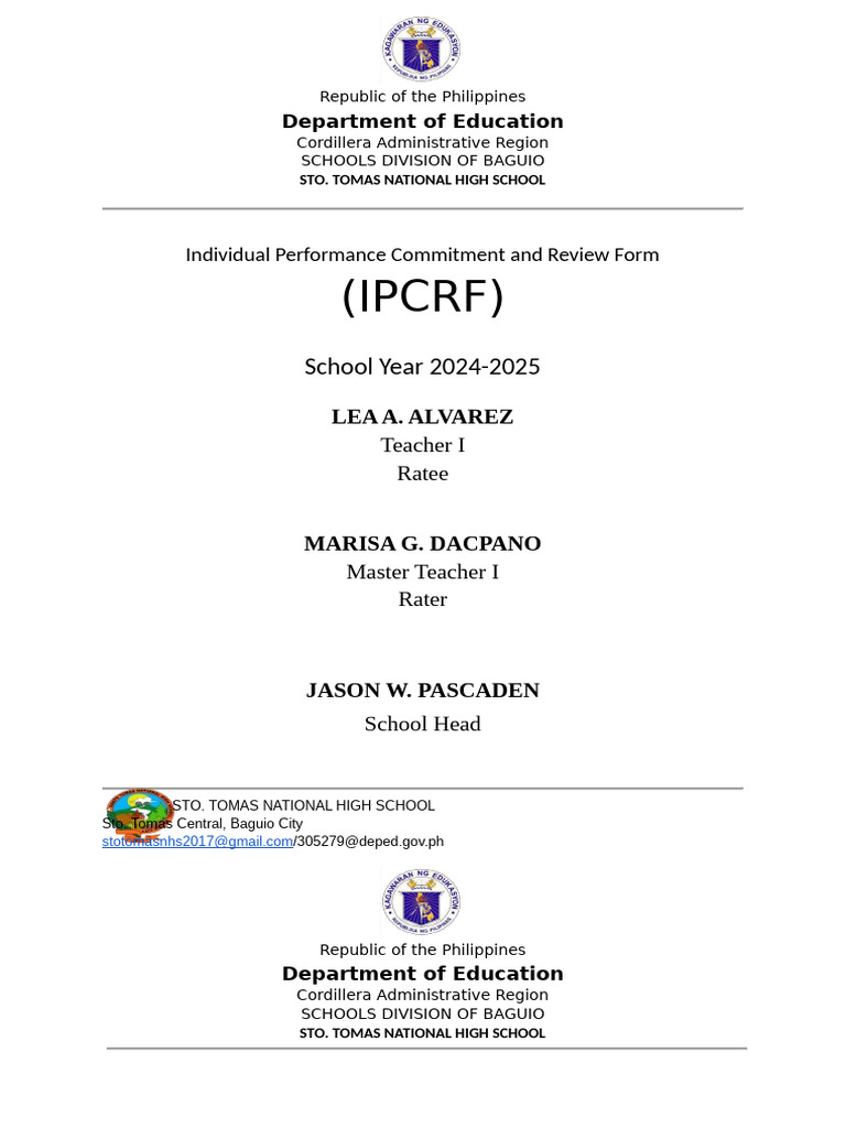 (Ipcrf) : School Year 2024-2025 | PDF