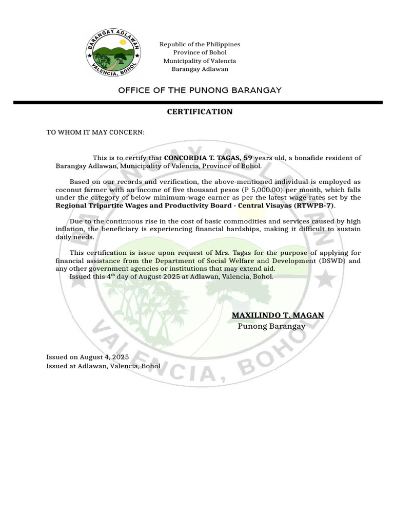 Certification DSWD National | PDF