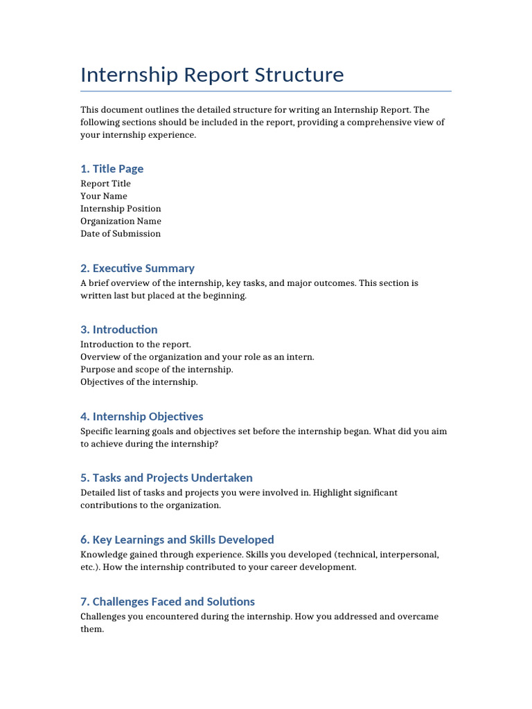 Internship Report Structure | PDF